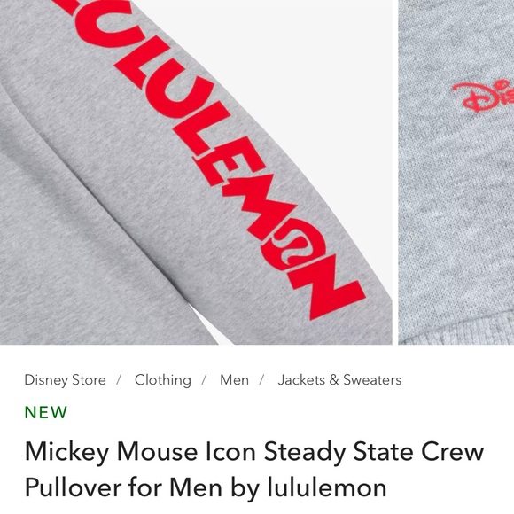 lululemon athletica | Sweaters | Mickey Mouse Icon Steady State Crew ...